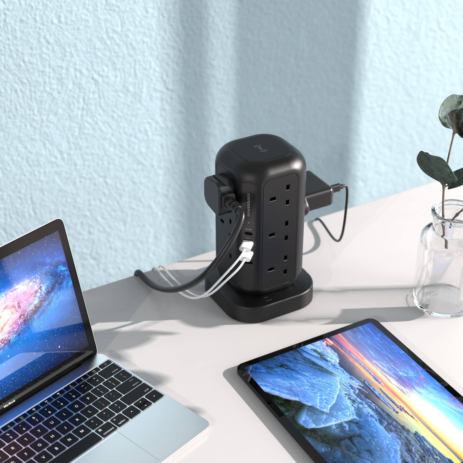 Powerology 12 Socket Multi-Port Tower Hub Extension